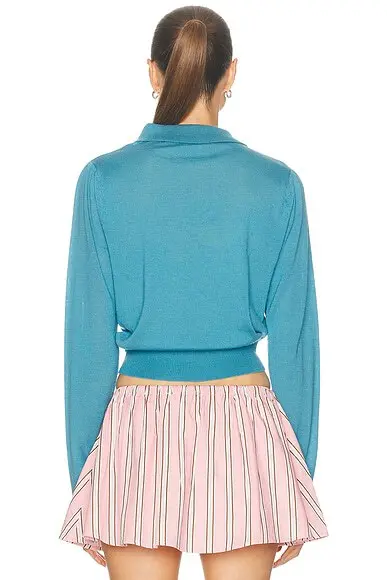 Sandy Liang Polo Sweater With Faux Pocket Detail