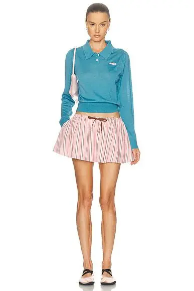 Sandy Liang Polo Sweater With Faux Pocket Detail
