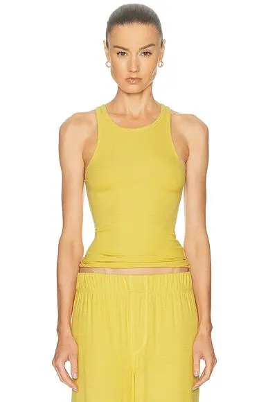 Eterne High Neck Fitted Tank Top - Saffron