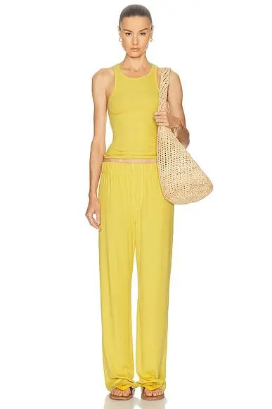 Eterne High Neck Fitted Tank Top - Saffron