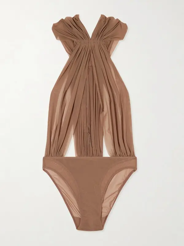 Rick Owens Miami Gathered Cotton-jersey Bodysuit - Neutrals