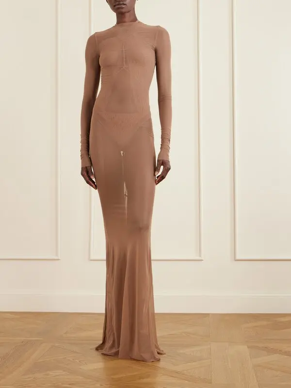 Rick Owens Miami Gathered Cotton-jersey Bodysuit - Neutrals