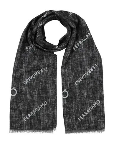 FERRAGAMO Scarf Charcoal Cotton, Silk - Grey