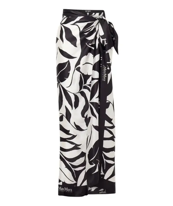 Max Mara Spuma Printed Silk Pareo - Black