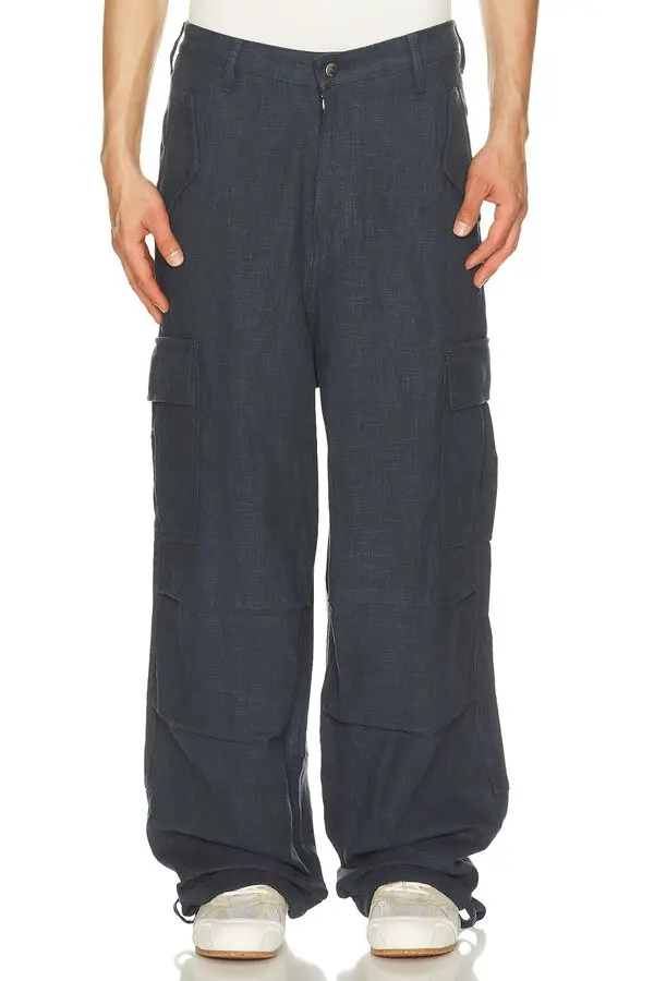 Rhude Linen Parachute Pant - Navy