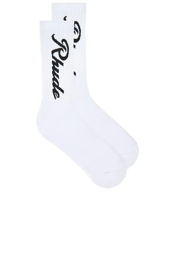 Rhude Destinado Script Socks - White & Black