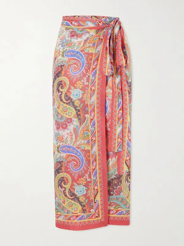 Etro Paisley-print Voile Cover-up - Burgundy