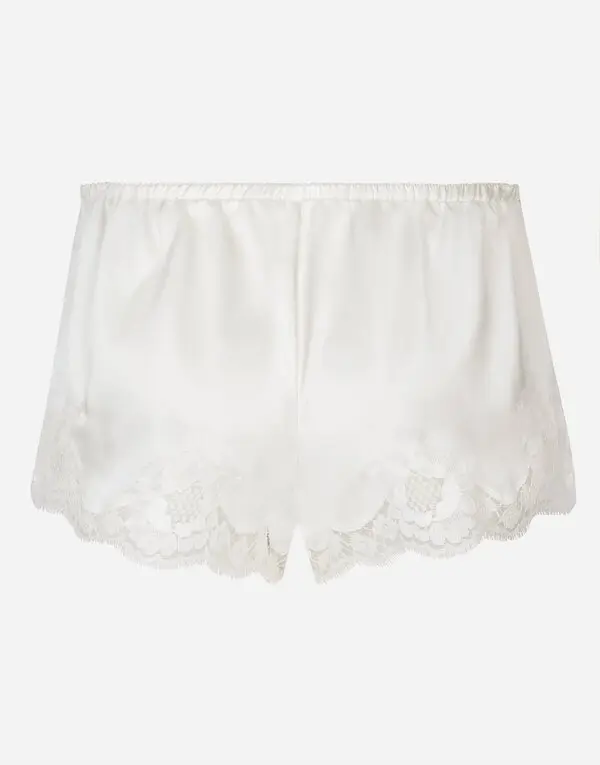 Dolce & Gabbana Satin Stretch Silk Shorts With Lace Detailing