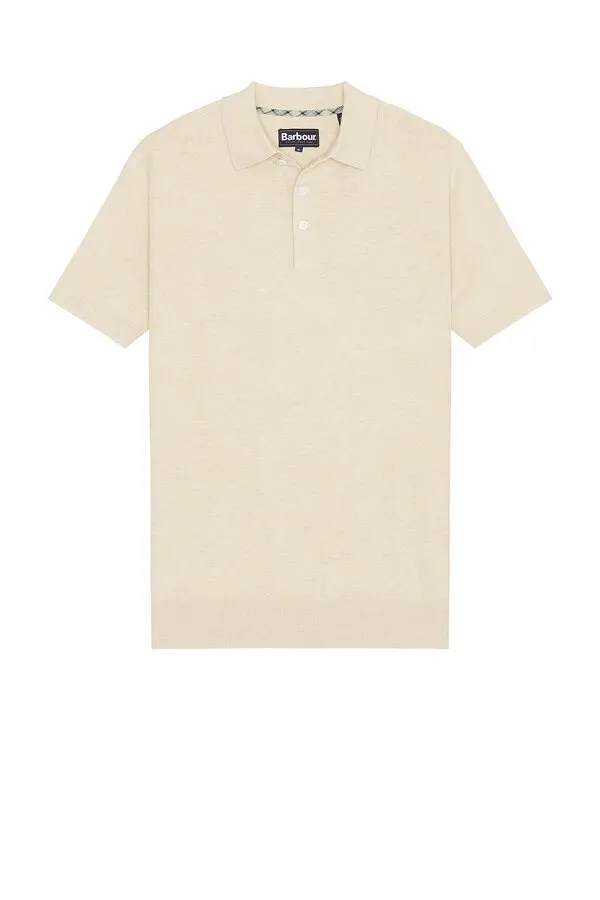 Barbour Muston Linen Blend Knitted Polo In Grey