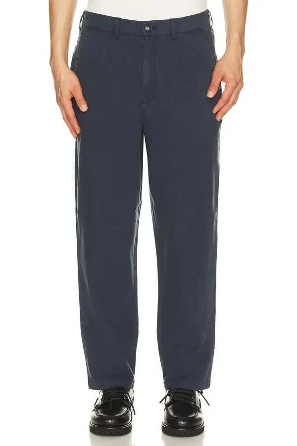 Barbour Relaxed Fit Cotton-linen Trousers - Navy