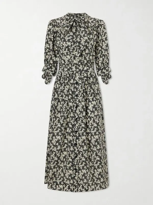 Maison Mayle Lala Patterned Silk-crepe Midi Dress