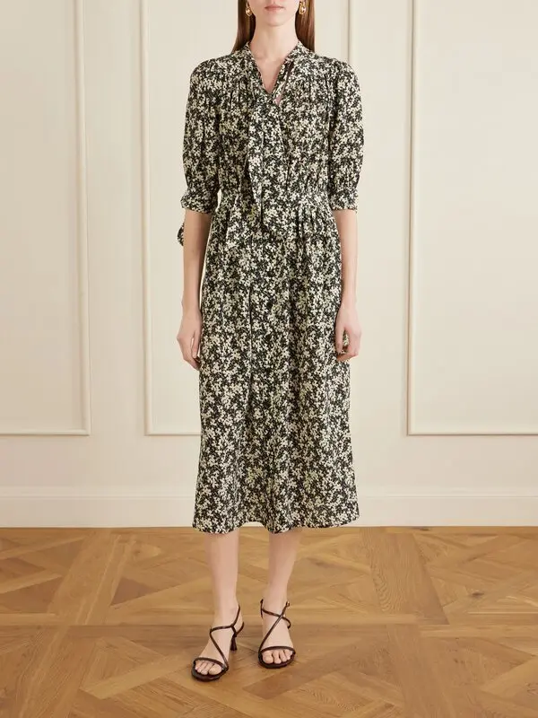 Maison Mayle Lala Patterned Silk-crepe Midi Dress