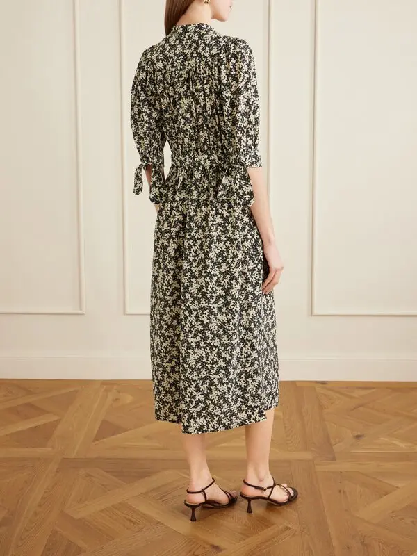 Maison Mayle Lala Patterned Silk-crepe Midi Dress