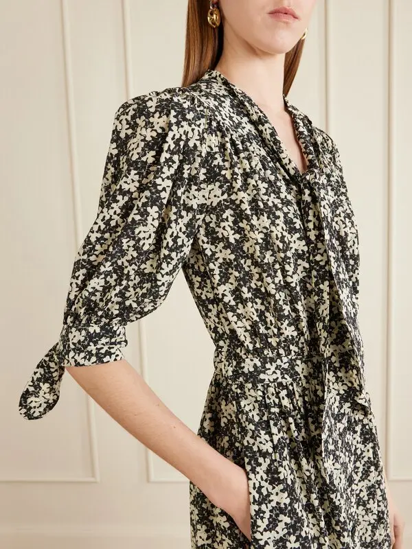 Maison Mayle Lala Patterned Silk-crepe Midi Dress