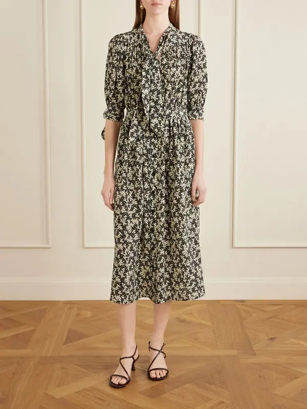 Maison Mayle Lala Patterned Silk-crepe Midi Dress - Multi