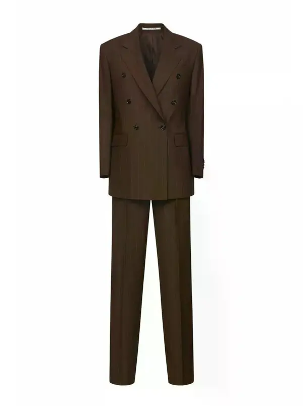 Tagliatore Lorelei Pinstriped Double-breasted Suit - Brown
