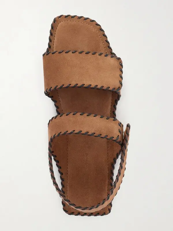 Khaite Boden Whipstitched Suede Sandals - Brown