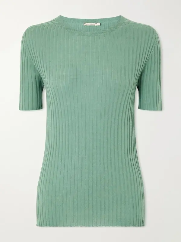 KALLMEYER Ribbed-knit Merino Wool T-shirt - Green
