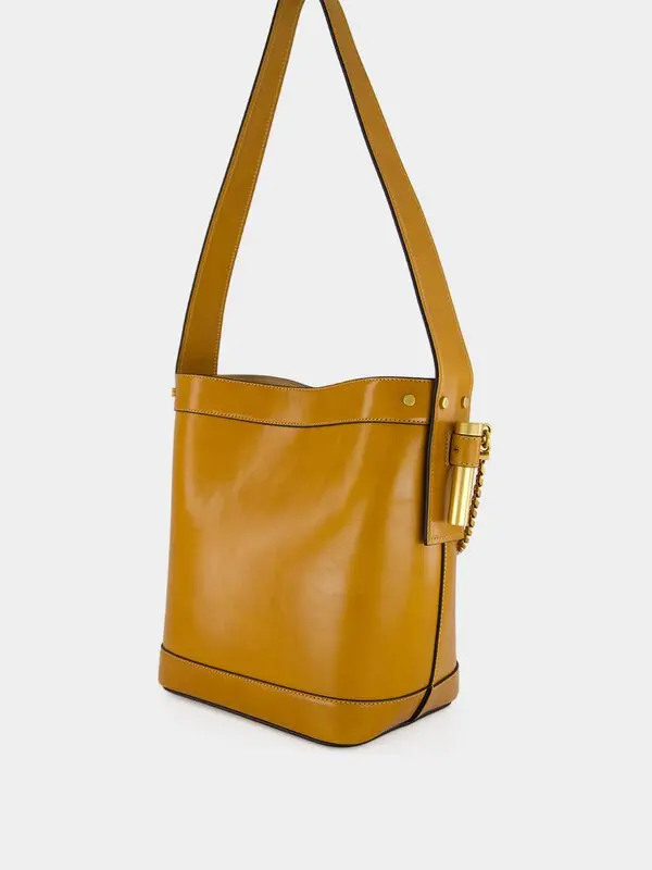 Versace Pivot Small Leather Bucket Bag - Brown