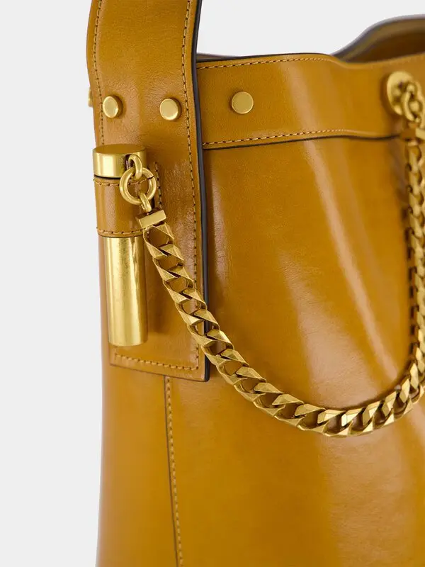 Versace Pivot Small Leather Bucket Bag - Brown