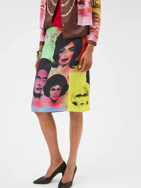 Versace Printed Silk Twill Pencil Skirt - Multicolour