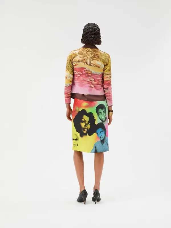 Versace Printed Silk Twill Pencil Skirt - Multicolour