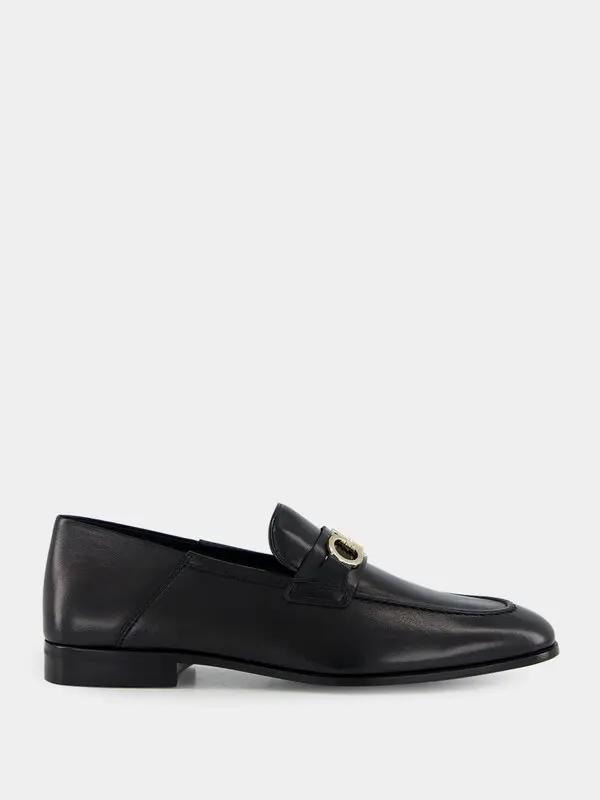 FERRAGAMO Leather Moccasin Loafers - Grey