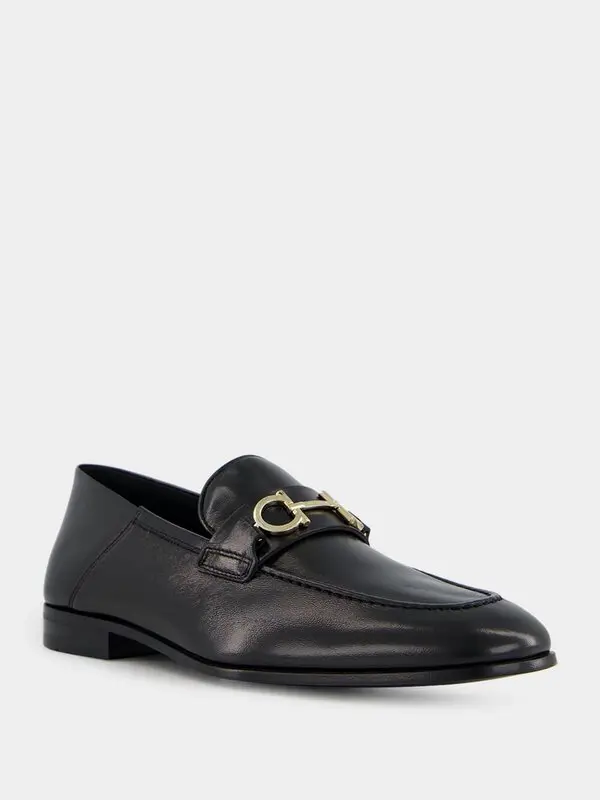 FERRAGAMO Leather Moccasin Loafers - Grey