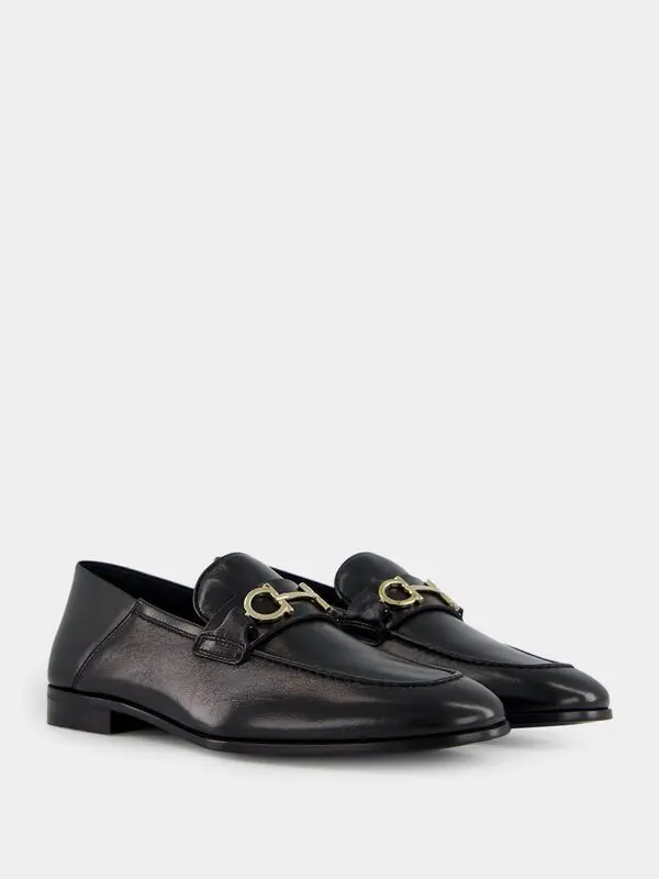 FERRAGAMO Leather Moccasin Loafers - Grey