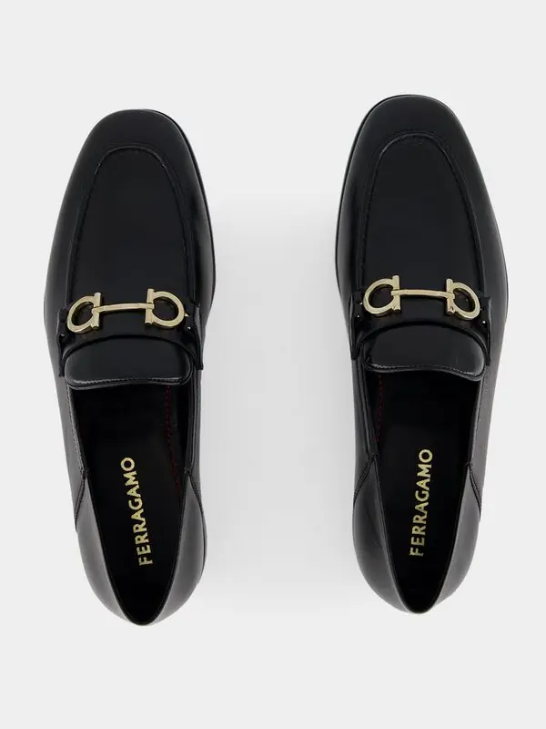 FERRAGAMO Leather Moccasin Loafers - Grey