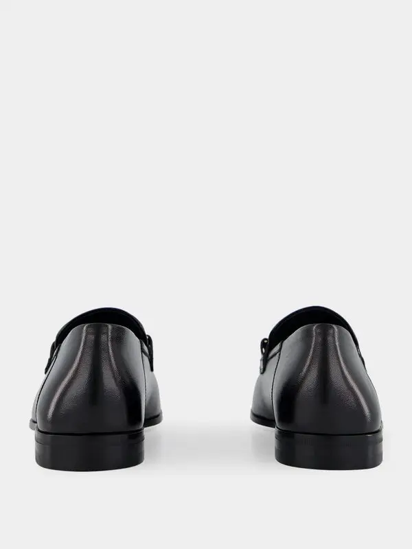 FERRAGAMO Leather Moccasin Loafers - Grey
