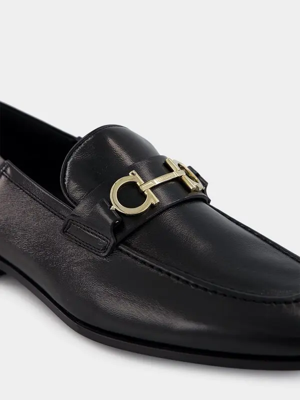 FERRAGAMO Leather Moccasin Loafers - Grey