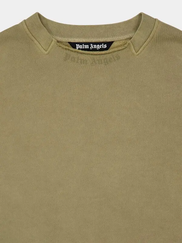 Palm Angels Army Curved Logo Sweatshirt - Green