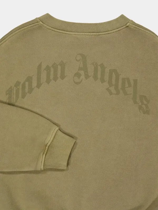 Palm Angels Army Curved Logo Sweatshirt - Green