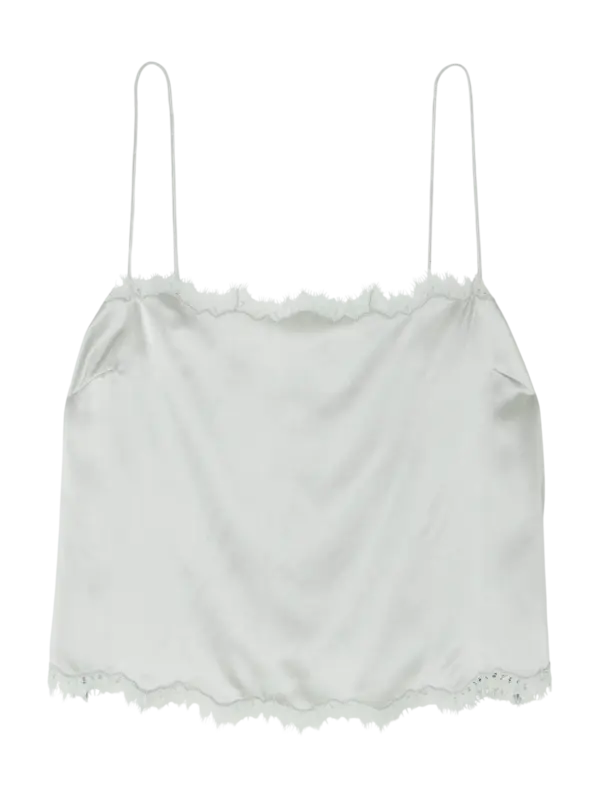 DÔEN Loure Lace-trimmed Silk-satin Top - Gray