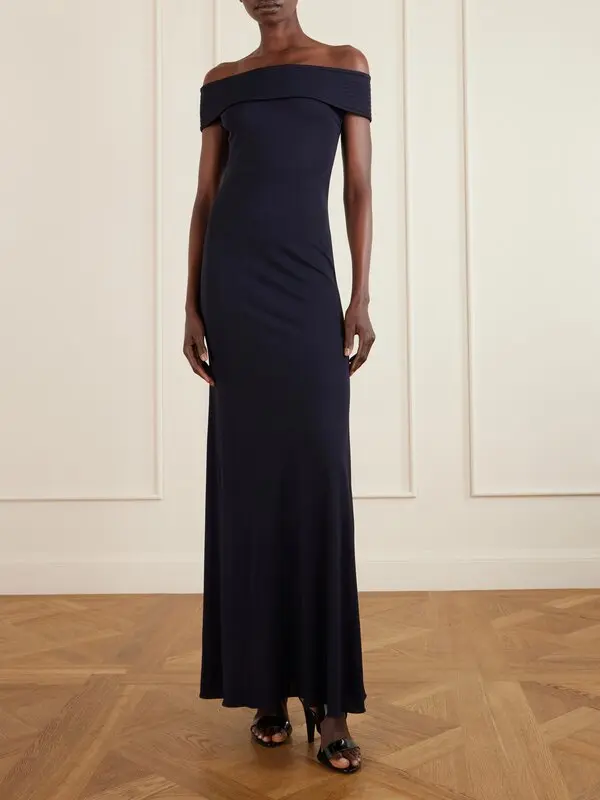 Alaïa Off-the-shoulder Maxi Dress - Blue