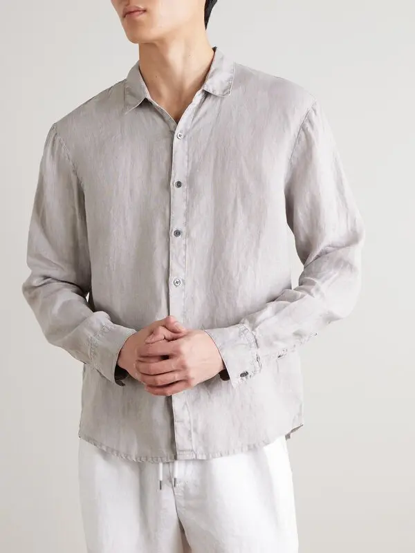 JAMES PERSE Garment-dyed Linen Shirt - Gray