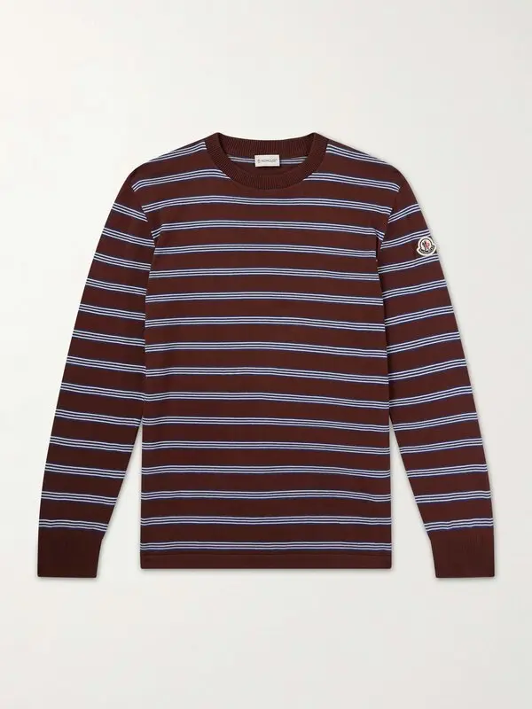 Moncler Logo-appliquéd Striped Cotton Sweatshirt