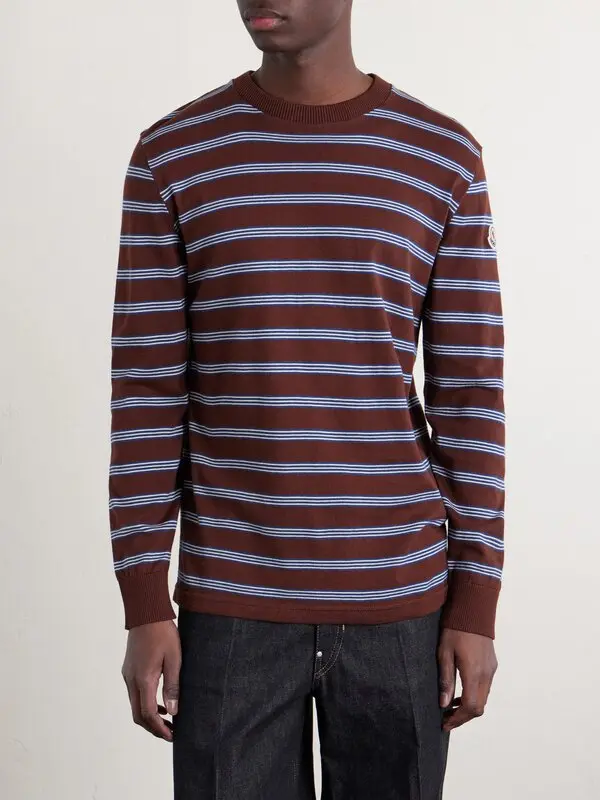 Moncler Logo-appliquéd Striped Cotton Sweatshirt