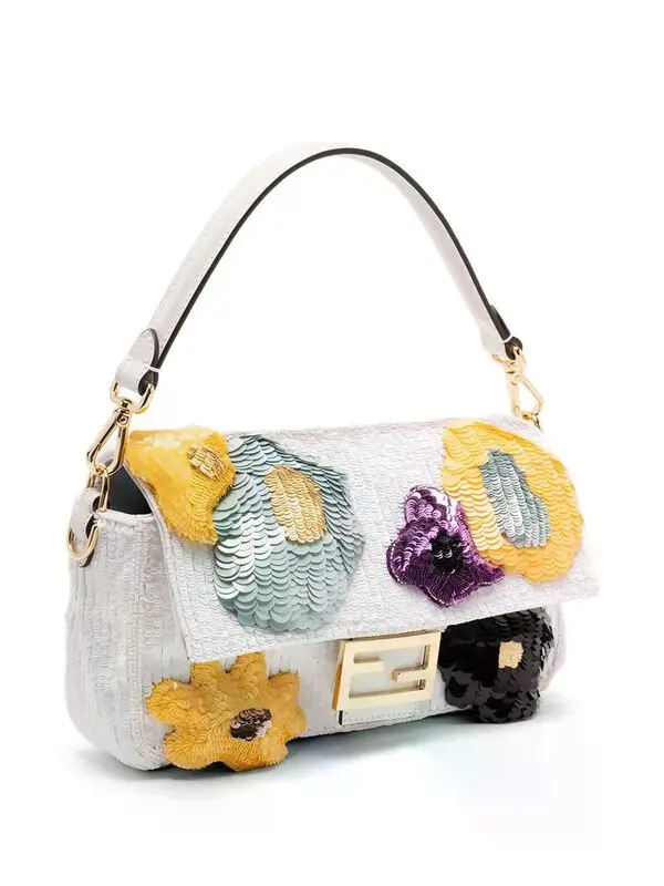 Fendi Baguette Sunny Side Flowers Sequin-embellished Shoulder Bag