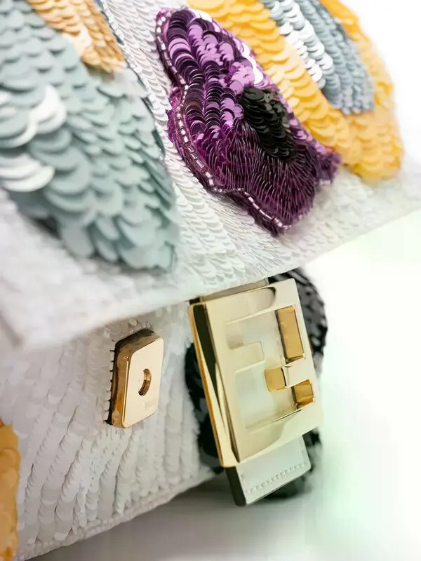 Fendi Baguette Sunny Side Flowers Sequin-embellished Shoulder Bag