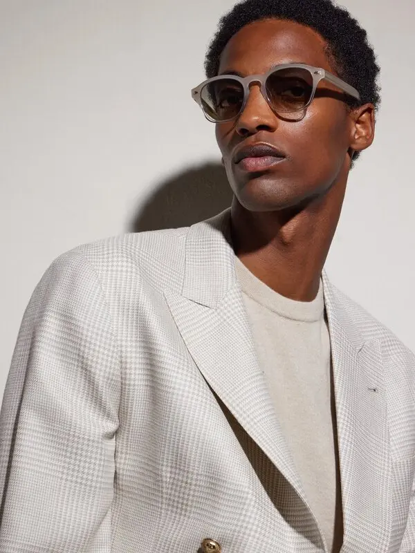 Brunello Cucinelli Round-frame Acetate Sunglasses - Neutrals