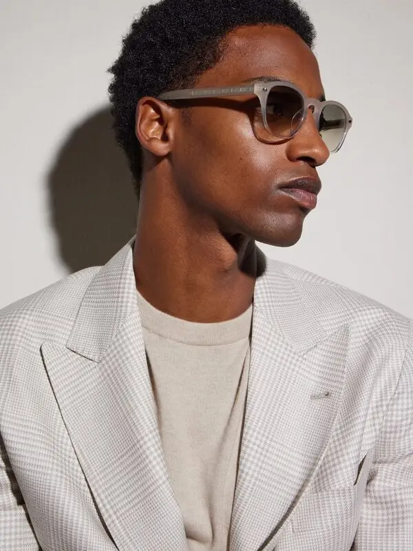 Brunello Cucinelli Round-frame Acetate Sunglasses - Neutrals