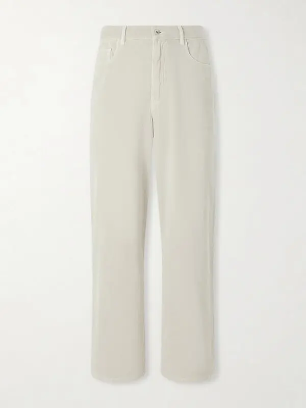 Auralee Wide-leg Garment-dyed Cotton-corduroy Trousers - Neutrals