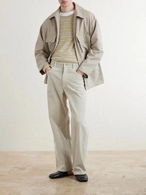 Auralee Wide-leg Garment-dyed Cotton-corduroy Trousers - Neutrals