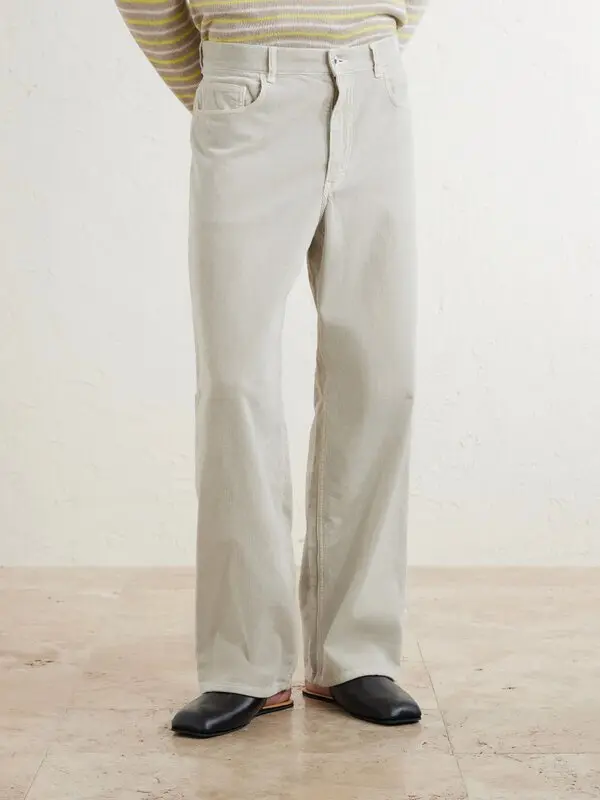 Auralee Wide-leg Garment-dyed Cotton-corduroy Trousers - Neutrals