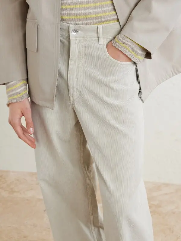Auralee Wide-leg Garment-dyed Cotton-corduroy Trousers - Neutrals