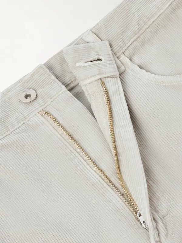 Auralee Wide-leg Garment-dyed Cotton-corduroy Trousers - Neutrals