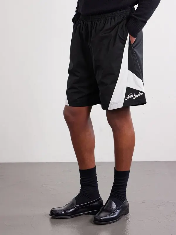 Acne Studios Logo-embroidered Shell Shorts - Black