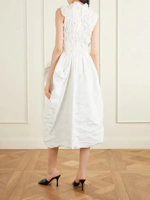 Erdem Draped Metallic Cotton-blend Midi Skirt